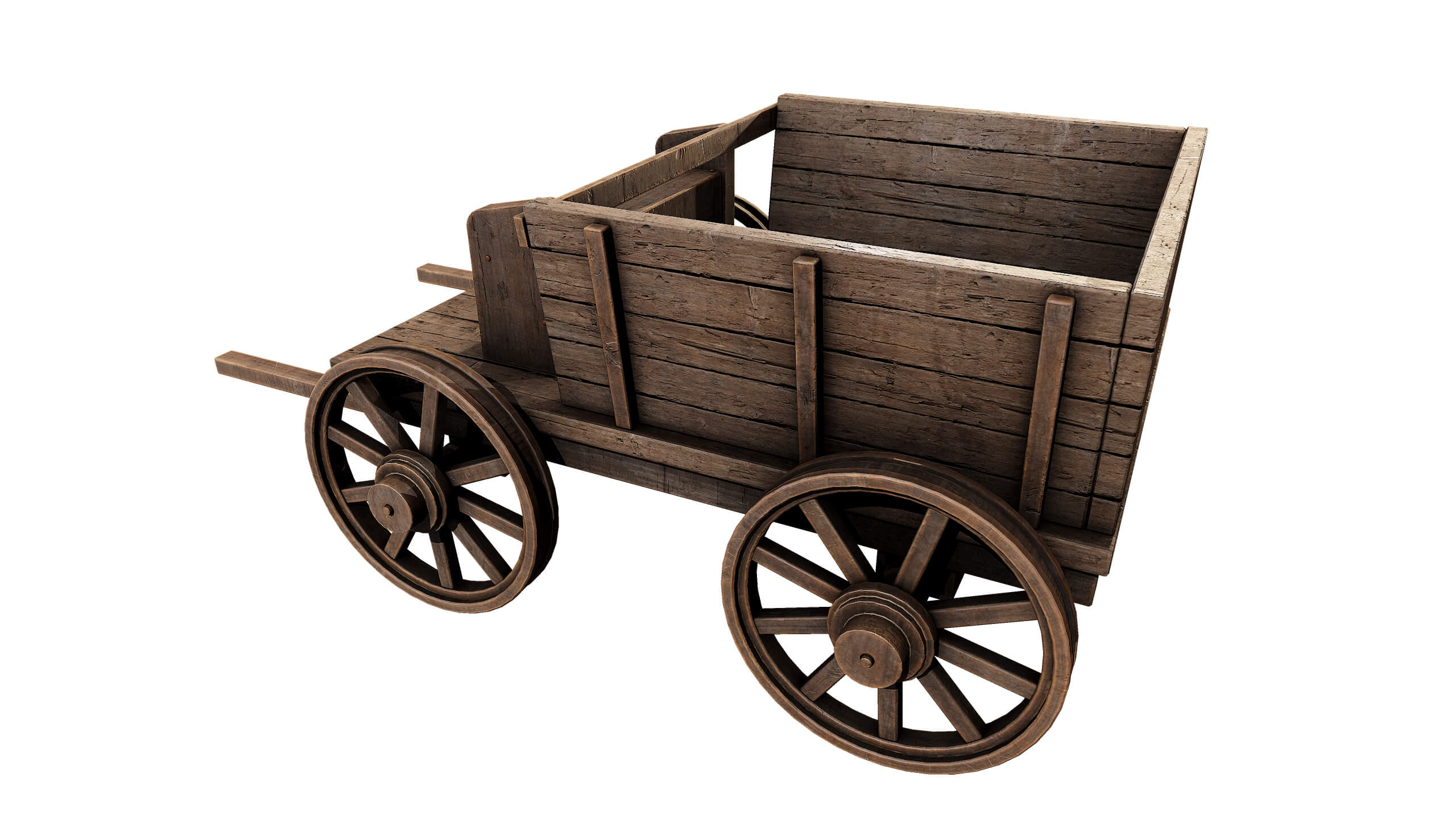 Old Wooden Carriage Low Poly 3D Model by Eagle Soft