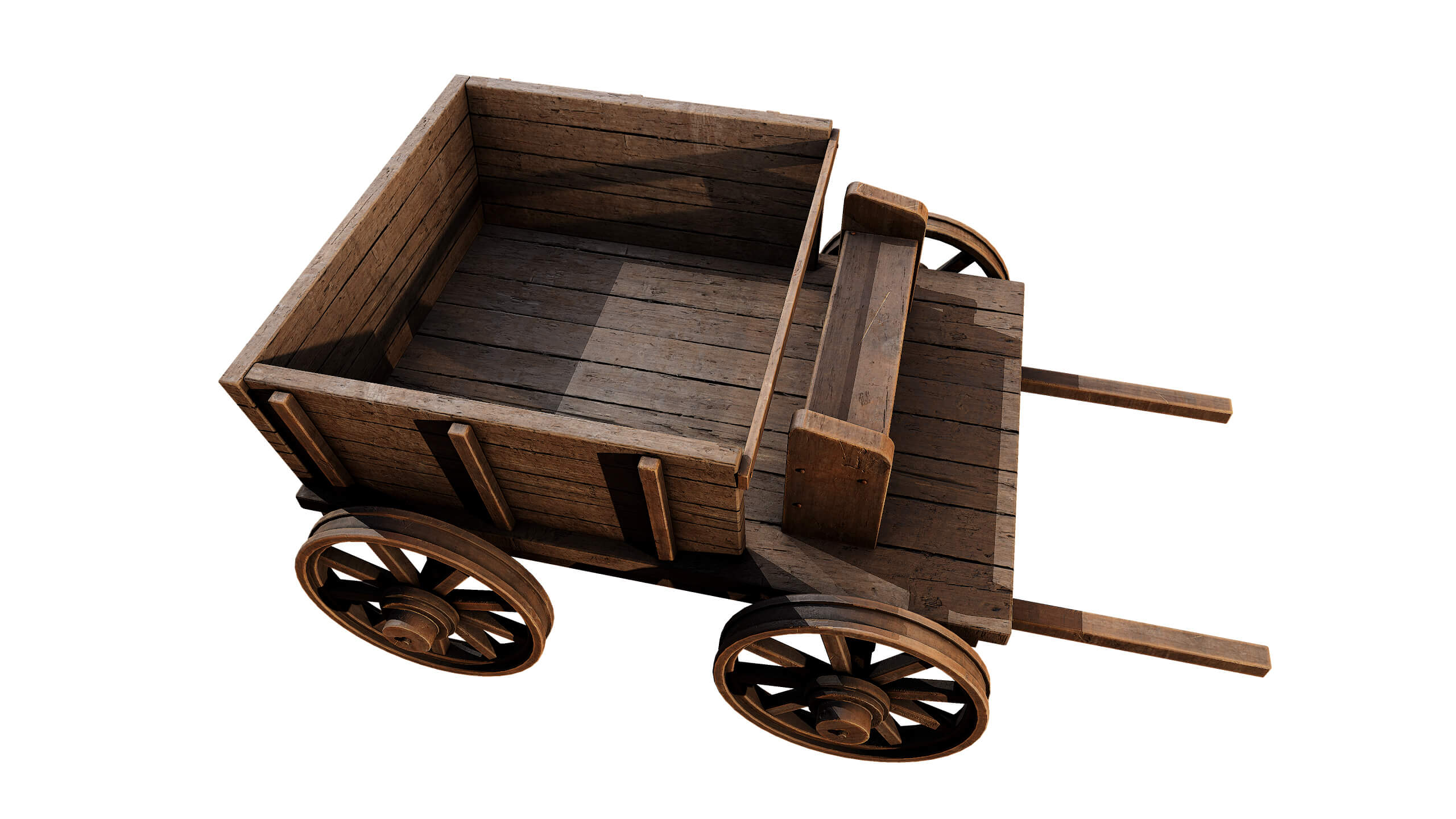 Old Wooden Carriage Low Poly 3D Model by Eagle Soft