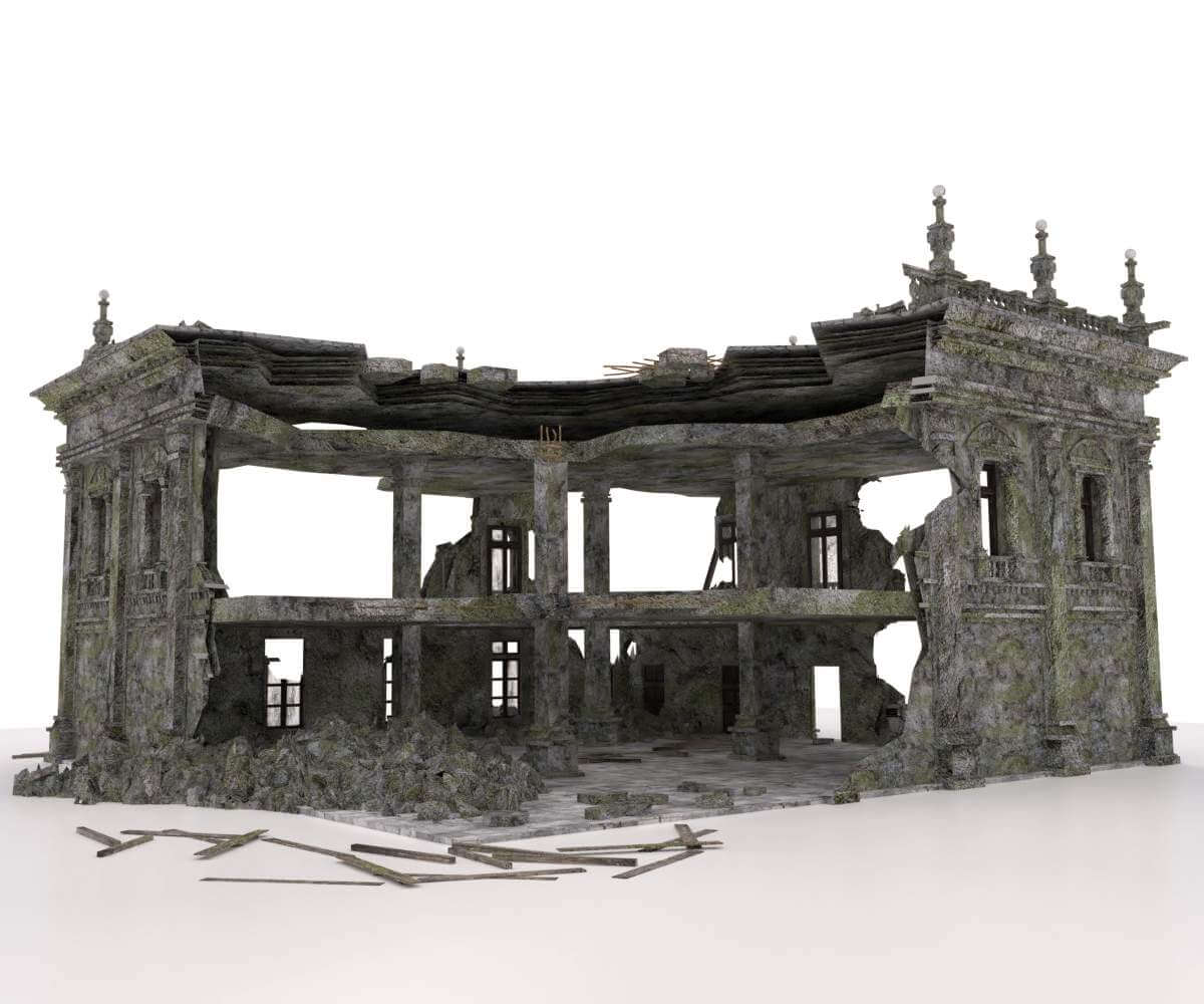 Old Abandoned Ruined Building - 3D Model by eboldstudio