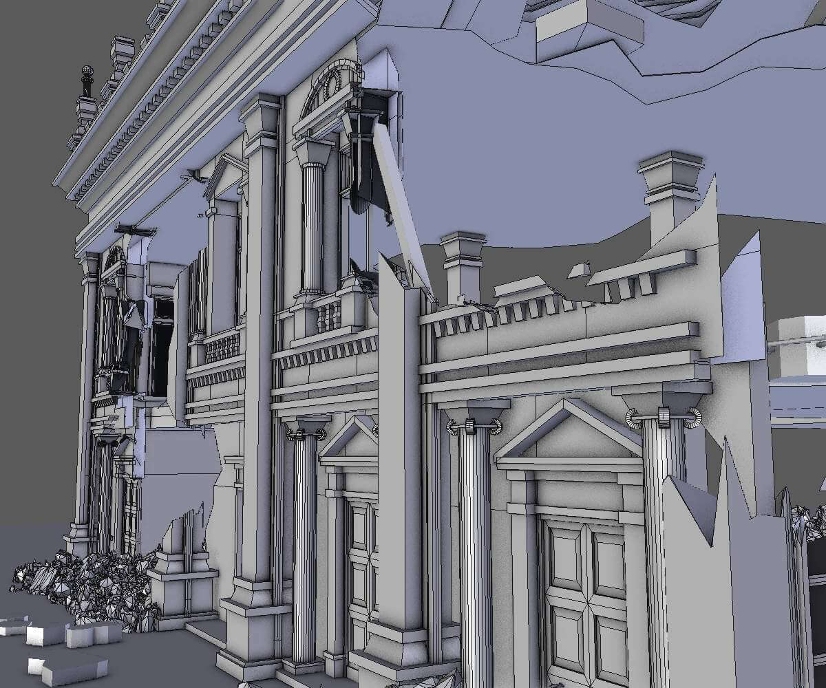 Old Abandoned Ruined Building - 3D Model by eboldstudio