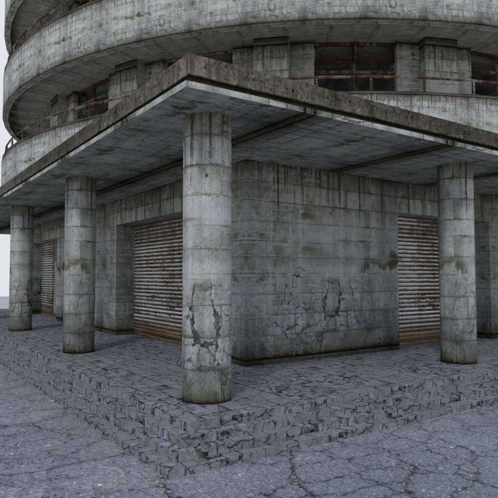 Damaged Abandoned Building - 3D Model by eboldstudio