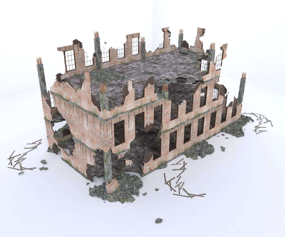 Post Apocalypse Damaged Building - 3D Model by eboldstudio