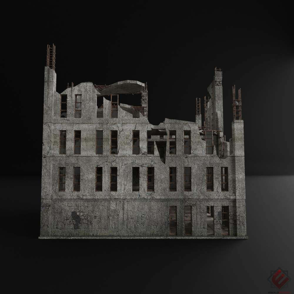 Apocalypse Destroyed Building - 3D Model by eboldstudio