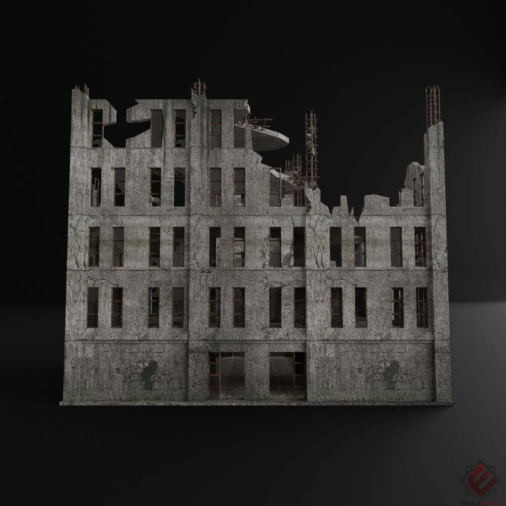 Apocalypse Destroyed Building - 3D Model by eboldstudio