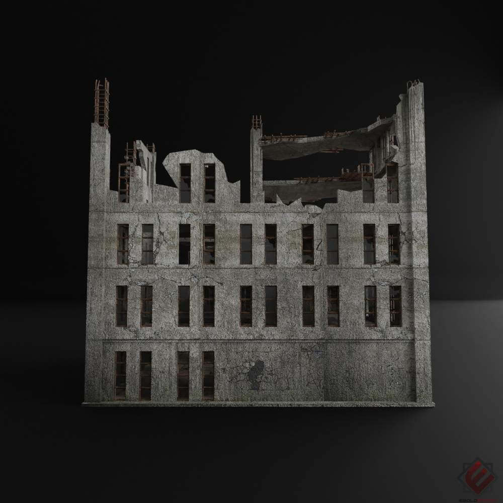 Apocalypse Destroyed Building - 3D Model by eboldstudio
