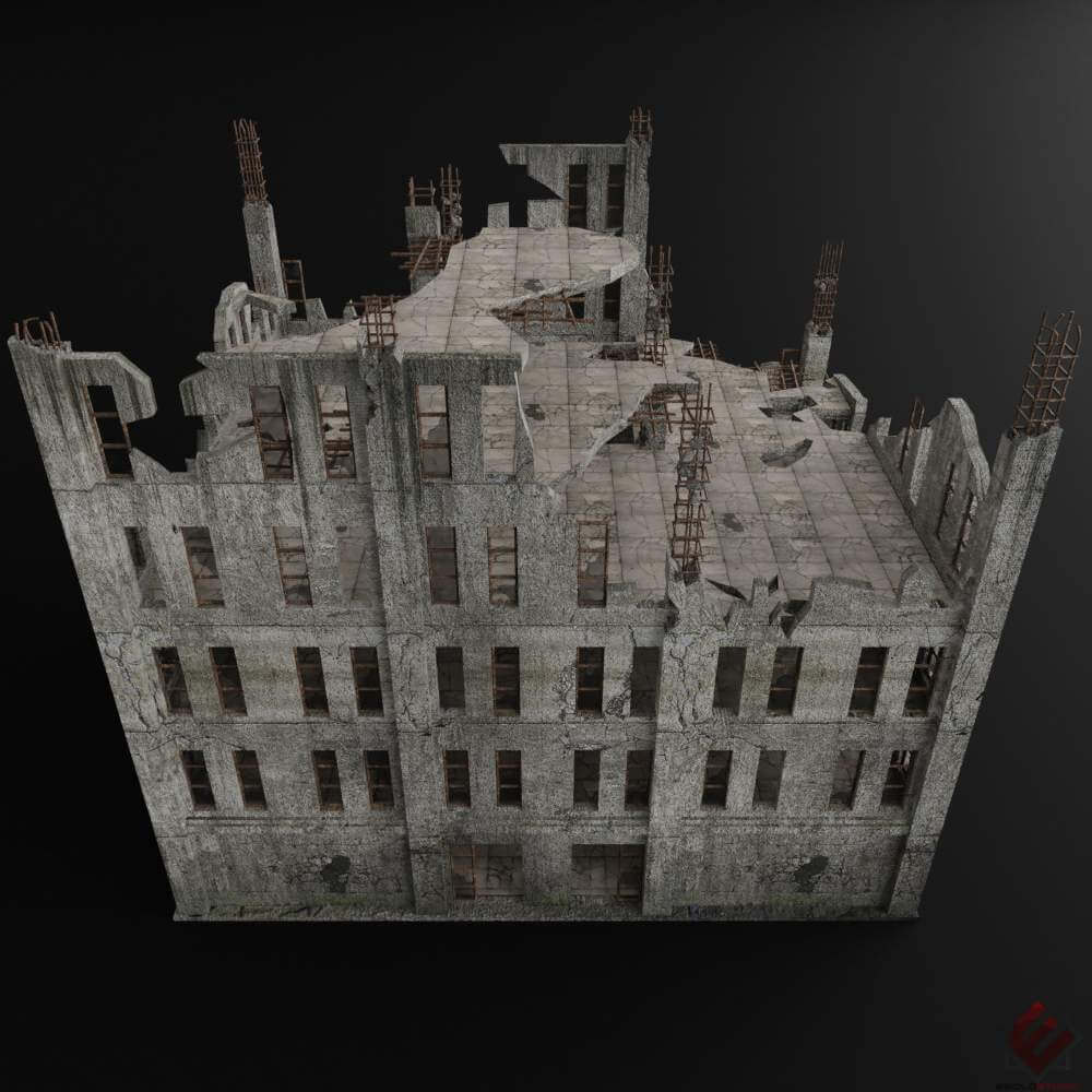 Apocalypse Destroyed Building - 3D Model by eboldstudio