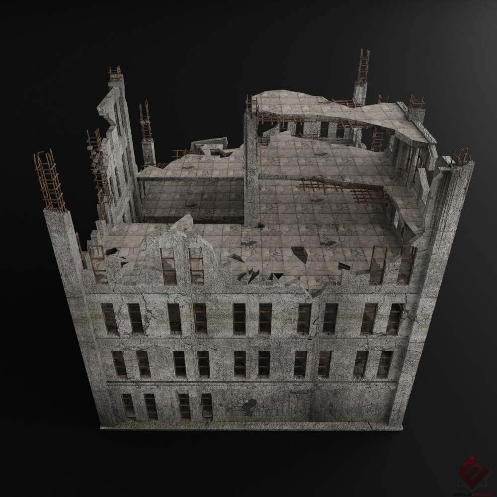 Apocalypse Destroyed Building - 3D Model by eboldstudio