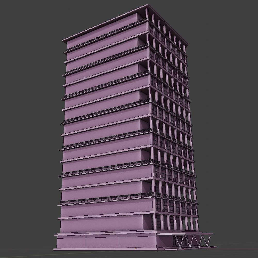 Modern City Building - 3D Model by eboldstudio