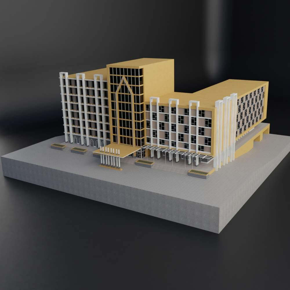 Modern Mall Building Commercial Residential Hotel - 3D Model by eboldstudio