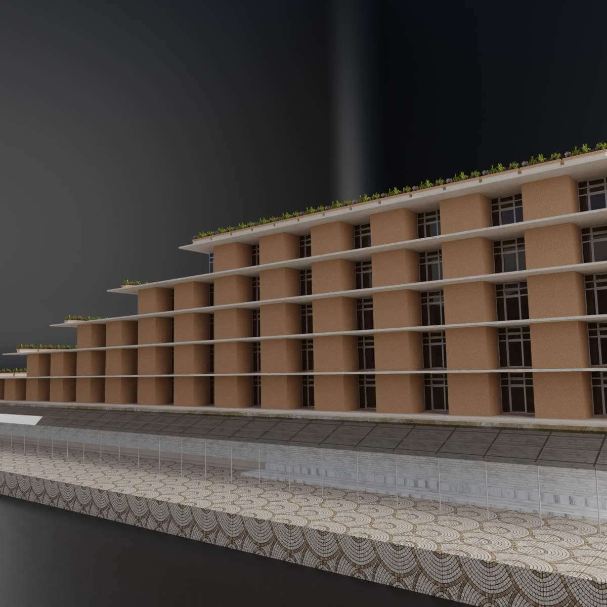 Modern Resort Hotel Building City Metropolis - 3D Model by eboldstudio