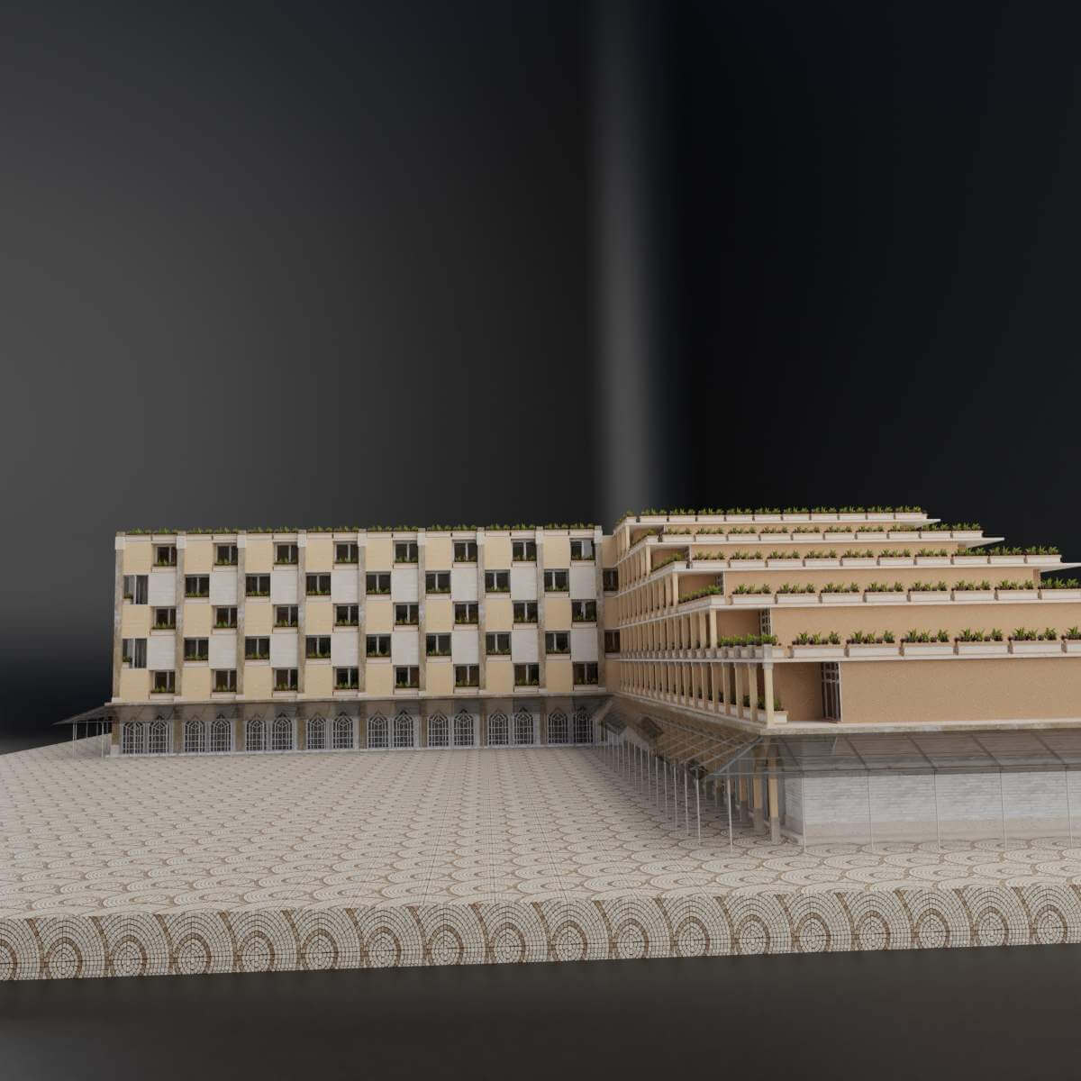 Modern Resort Hotel Building City Metropolis - 3D Model by eboldstudio