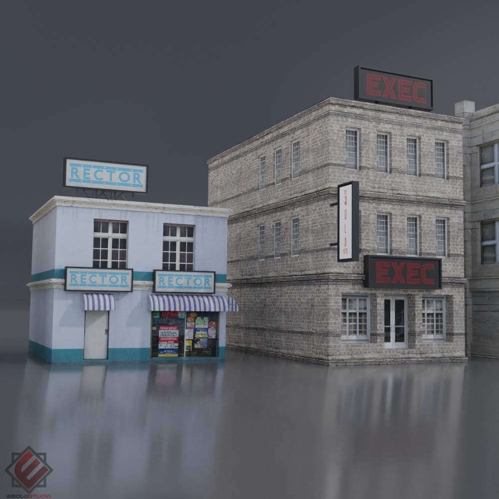 Urban City Building Pack - 3D Model by eboldstudio