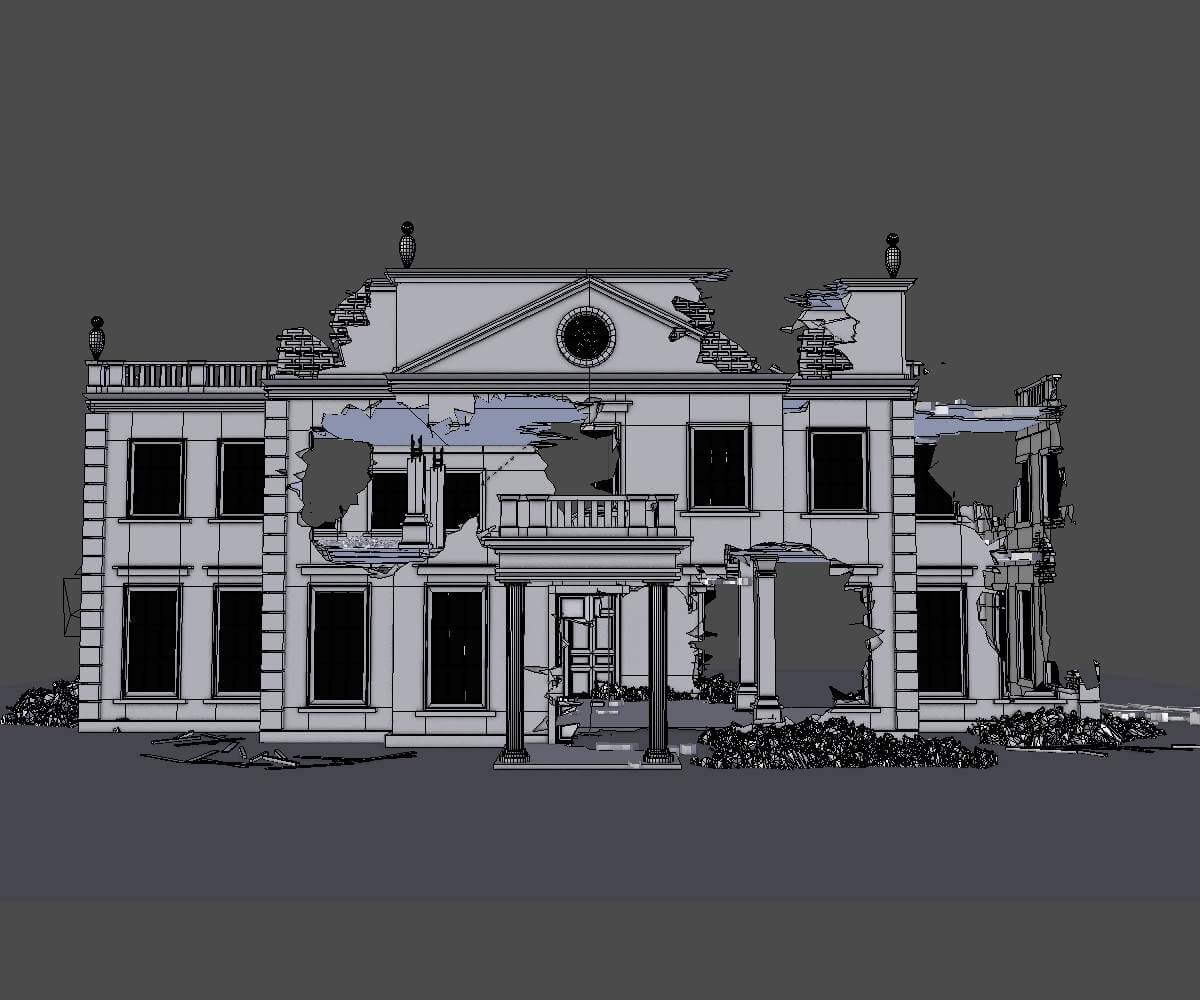 Ruined Apocalypse Building - 3D Model by eboldstudio