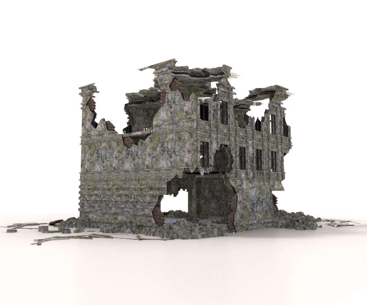 Ruined Building Post Apocalypse War - 3D Model by eboldstudio