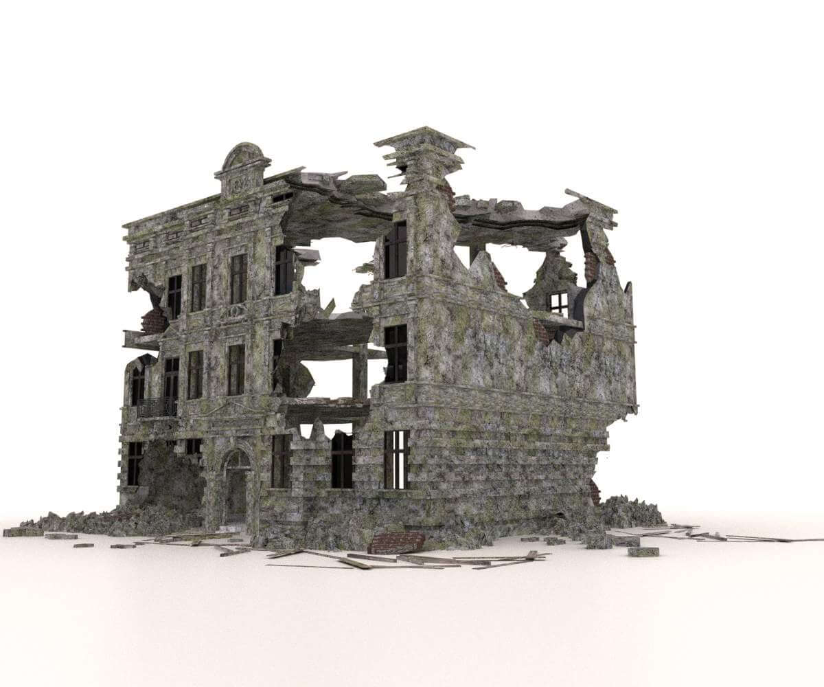 Ruined Building Post Apocalypse War - 3D Model by eboldstudio