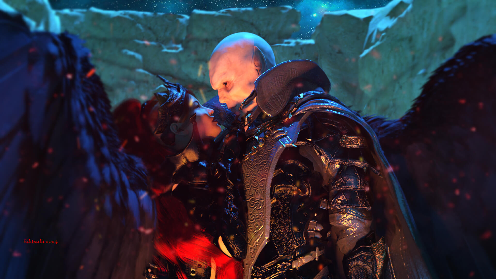 Dark Embrace 3D Render, Digital Art by editsulli