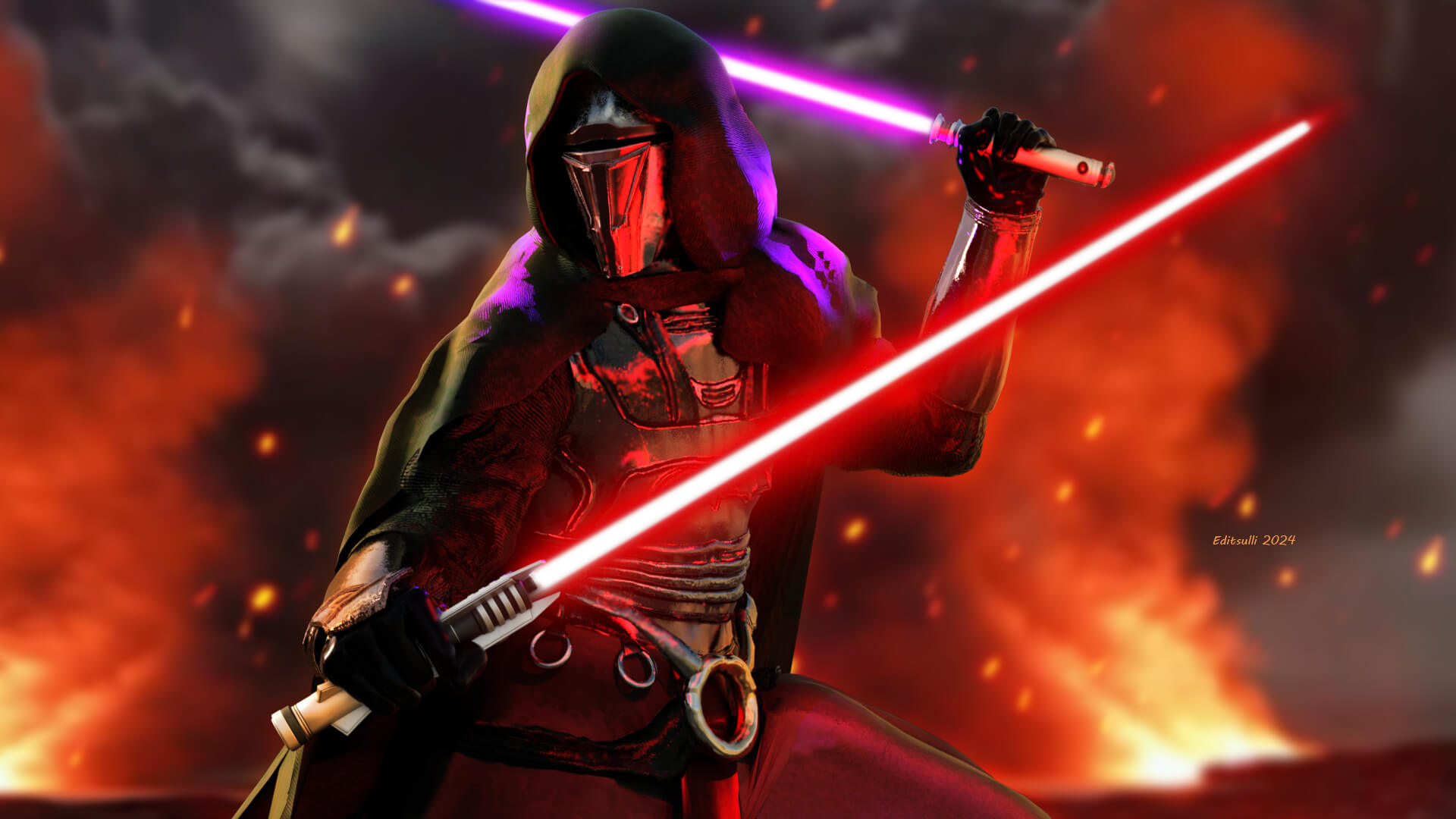 Darth Revan 3D Render, Digital Art by editsulli