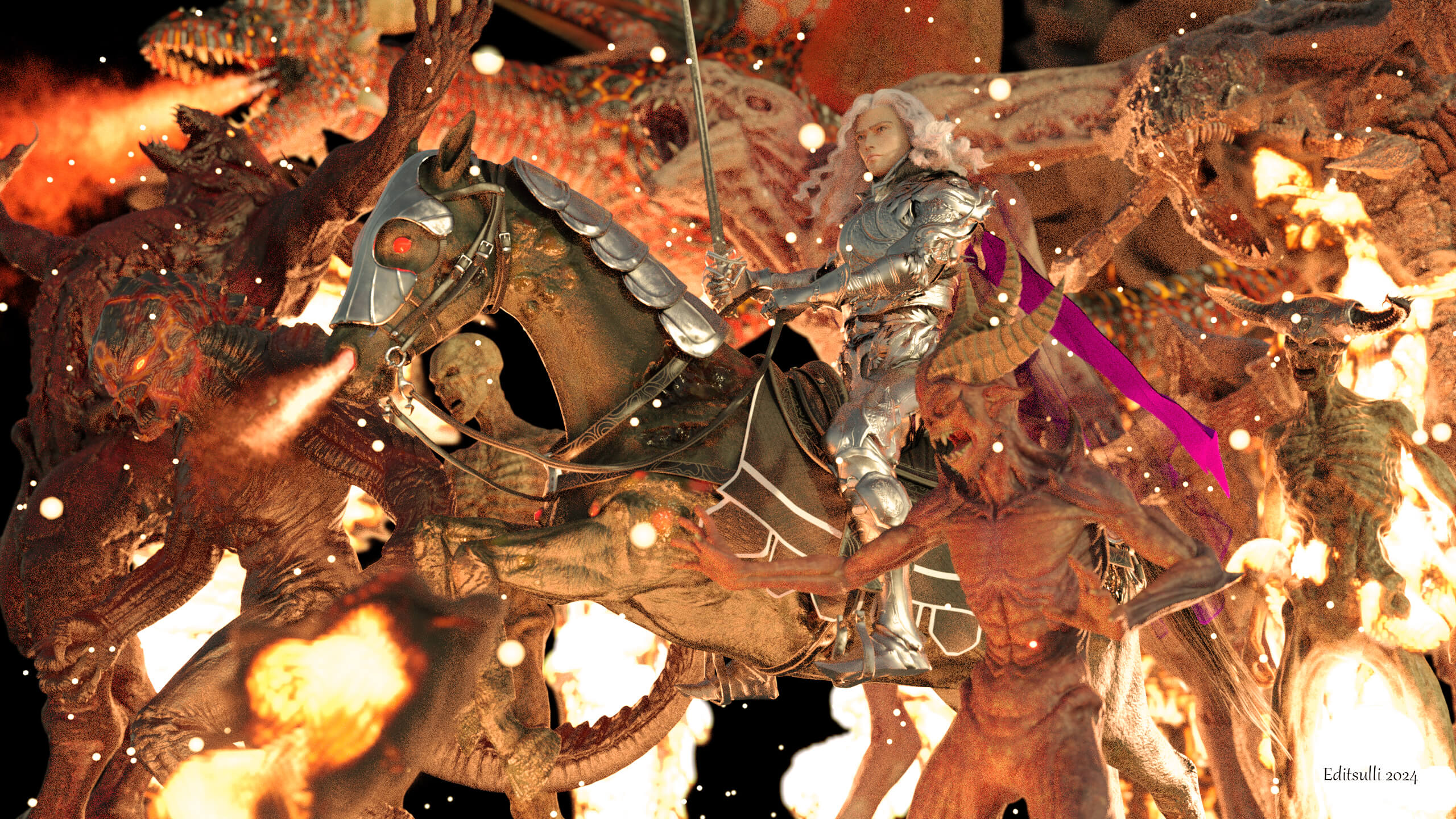 Griffith in Hell 3D Render, Digital Art by editsulli