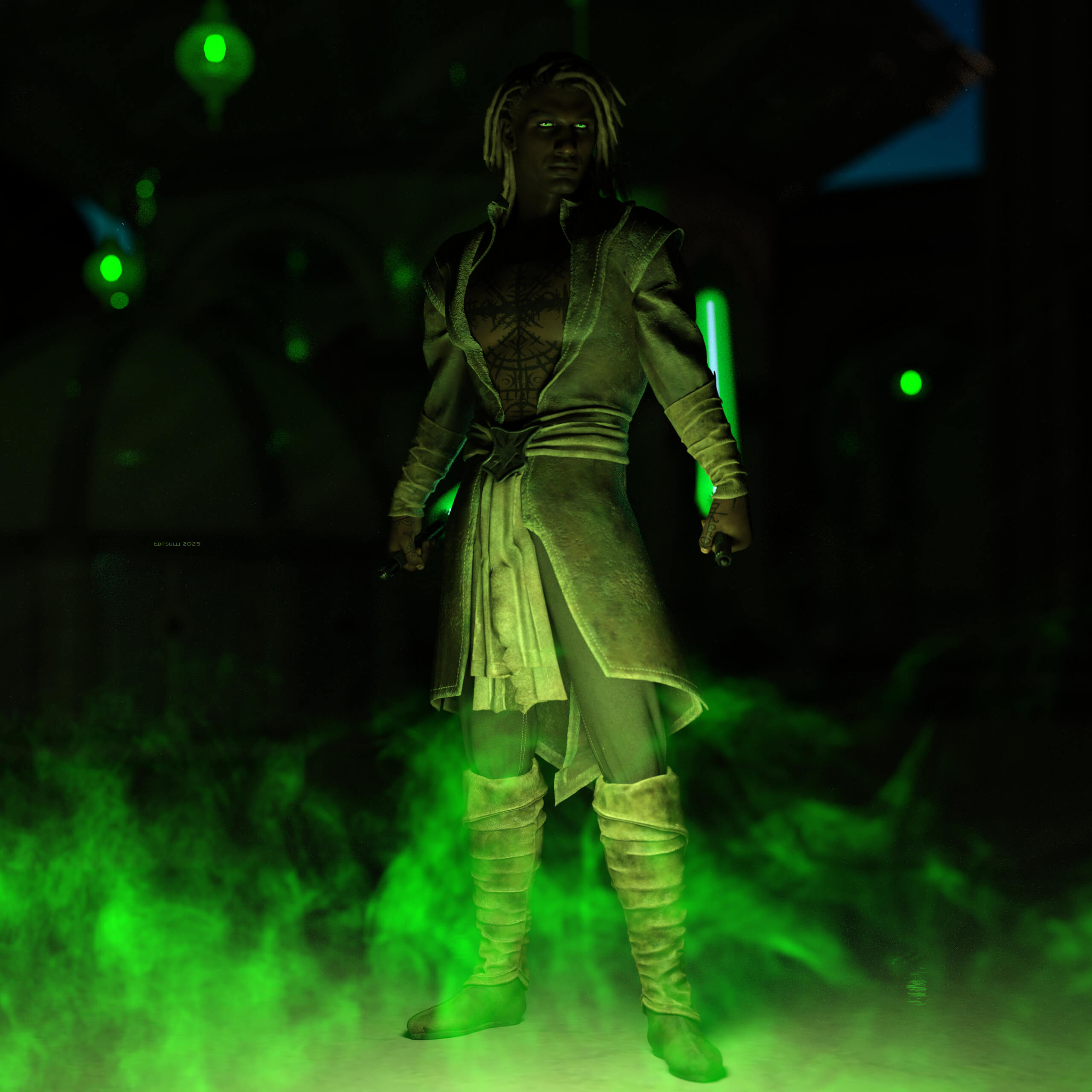 Jedi OC 3D Render, Digital Art by editsulli