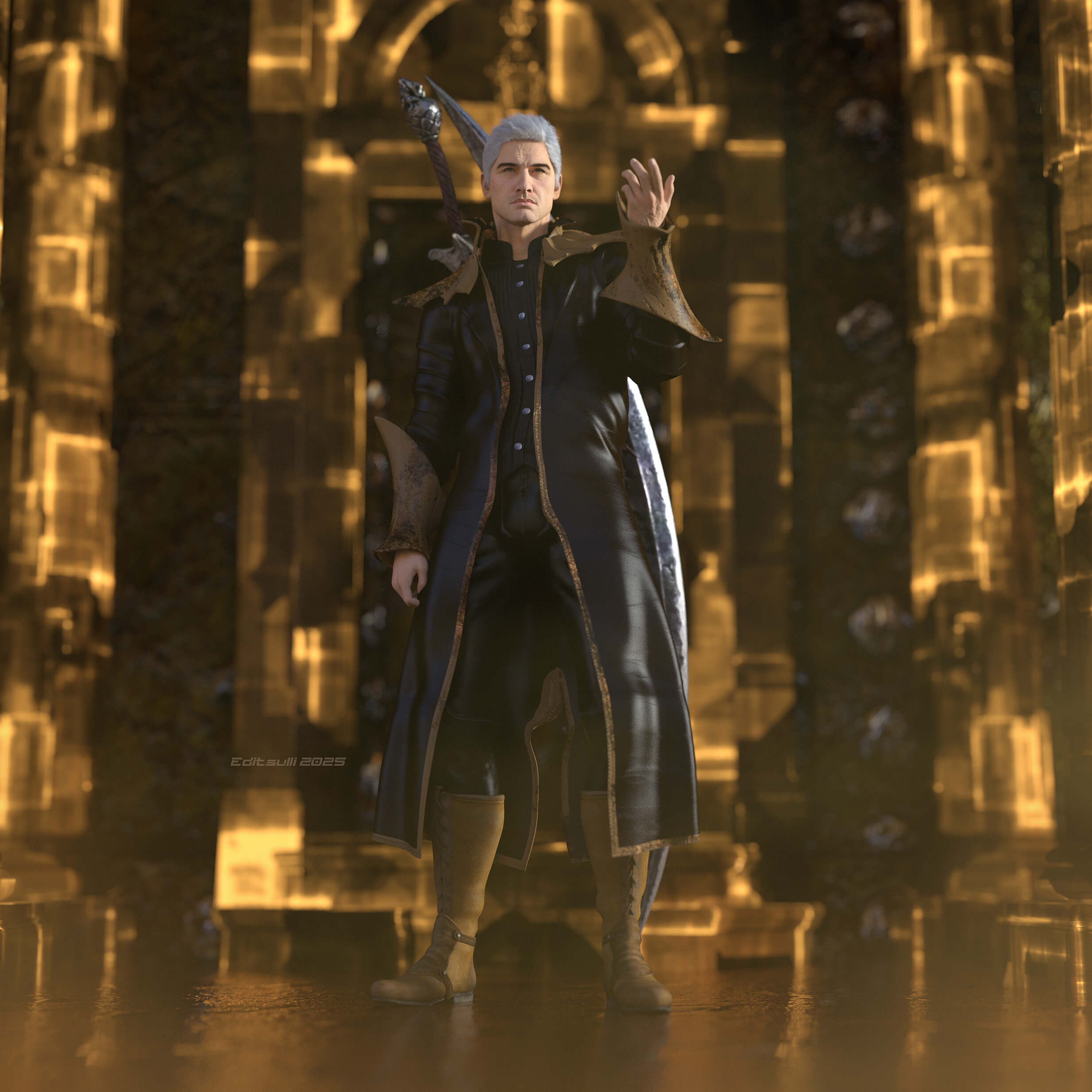 Sparda (Human Form) 3D Render, Digital Art by editsulli