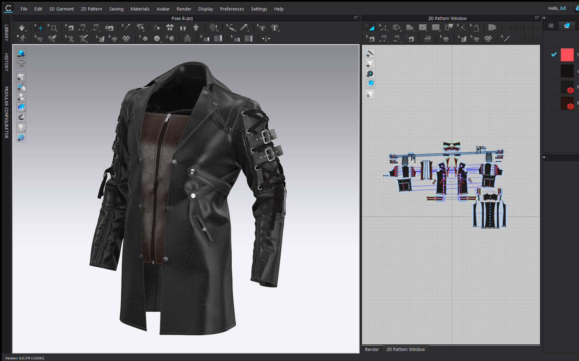 Mens Steampunk Leather Trench Coat - 3D Model by EdwardM