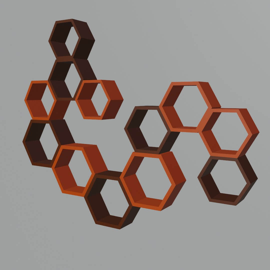 Hexagonal Wall Shelf - Free 3D Model by Edwin polanco