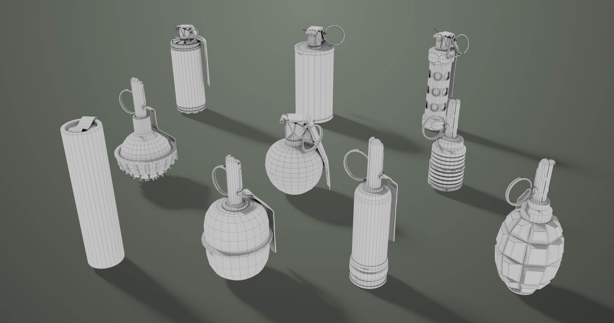 10 Grenades Single Mat All PBR Unity UE Textures - 3D Model by Eight Vertex