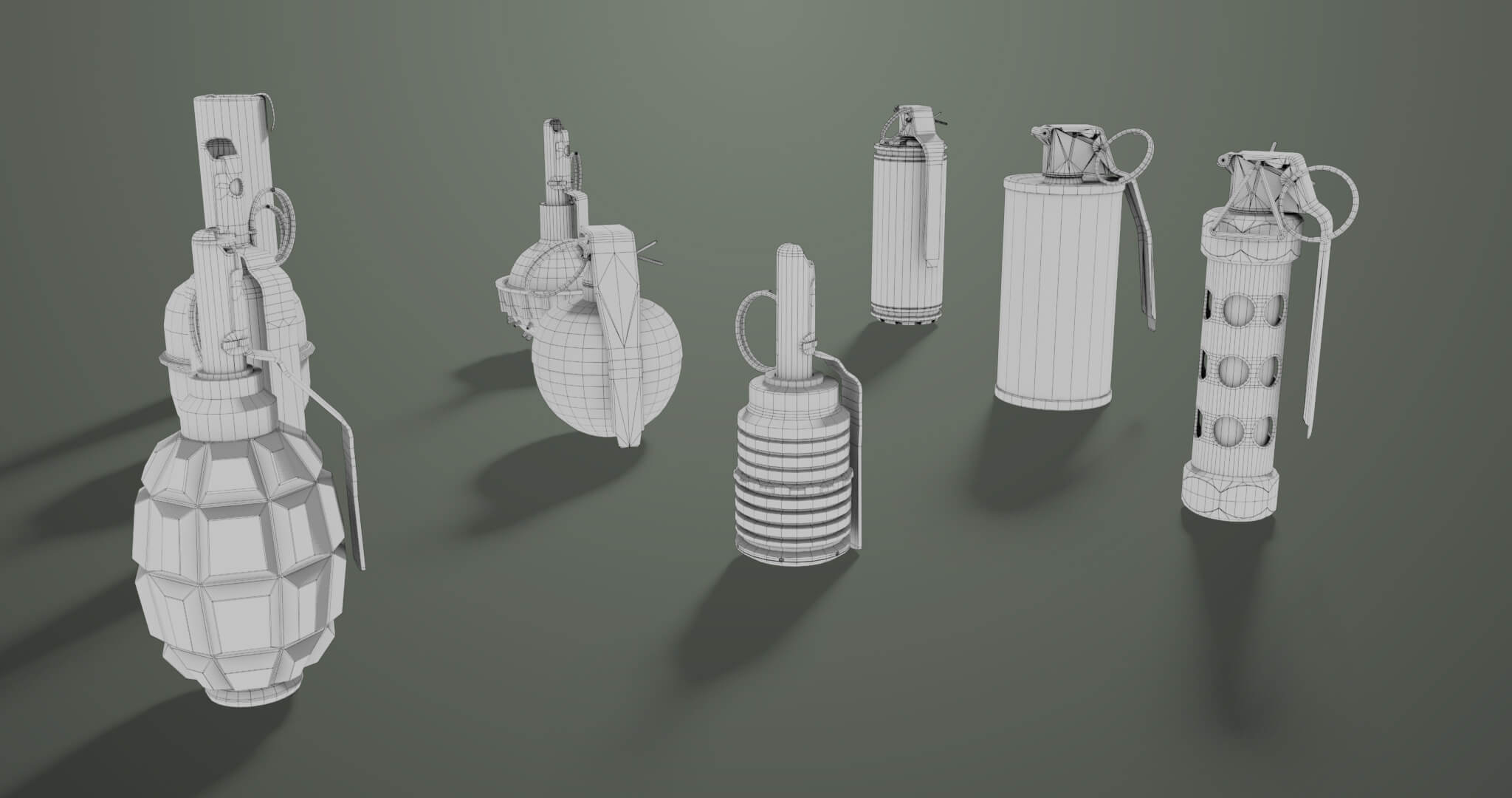 10 Grenades Single Mat All PBR Unity UE Textures - 3D Model by Eight Vertex