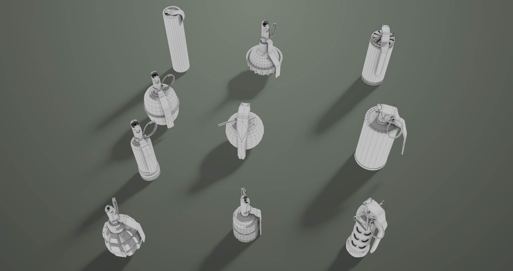 10 Grenades Single Mat All PBR Unity UE Textures - 3D Model by Eight Vertex
