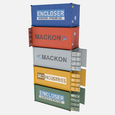 5 Cargo Container 20ft Single Mat All PBR Unity UE Textures - 3D Model ...