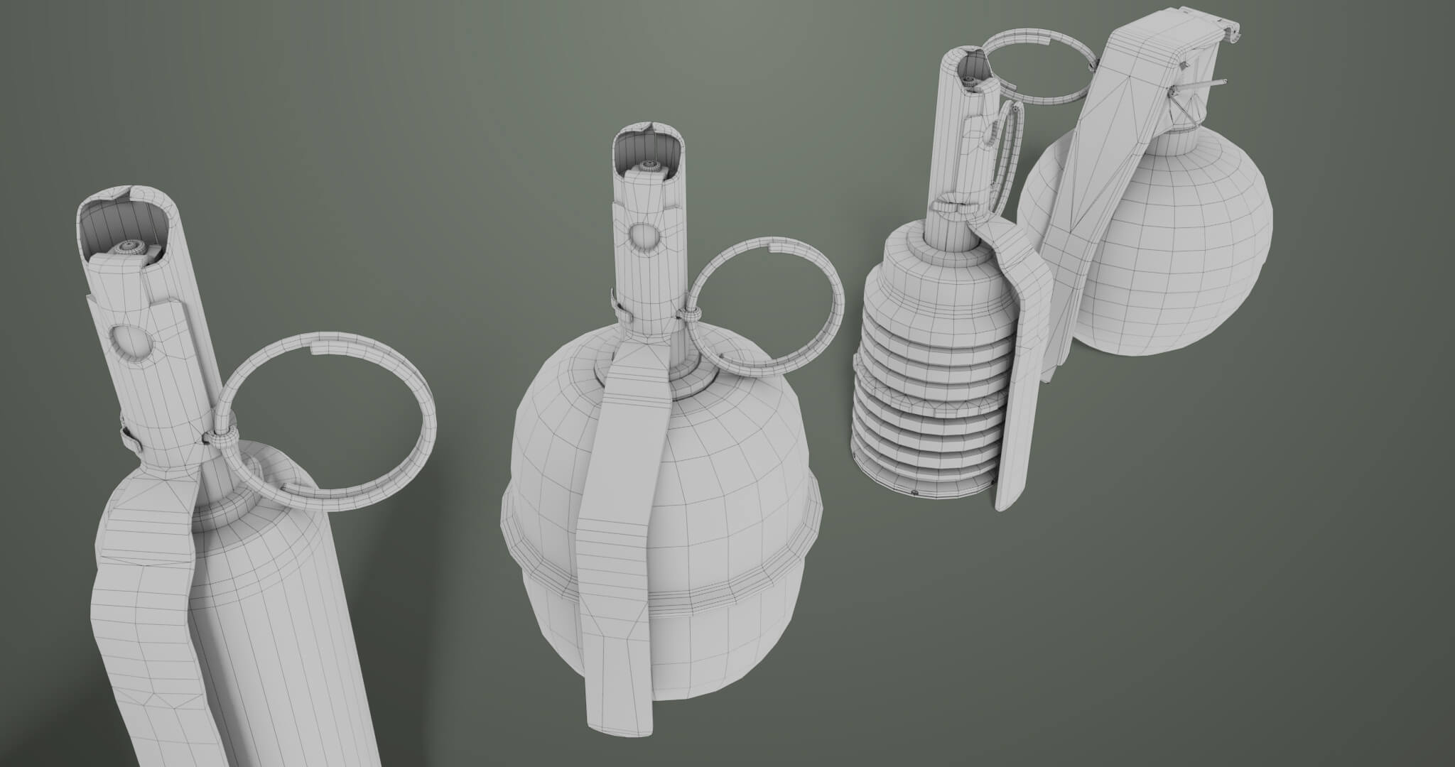 5 Fragmentation Grenades Single Mat All PBR Unity UE Texture - 3D Model ...