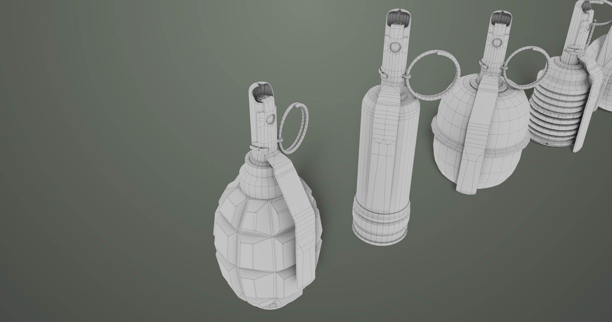 5 Fragmentation Grenades Single Mat All PBR Unity UE Texture - 3D Model by Eight Vertex
