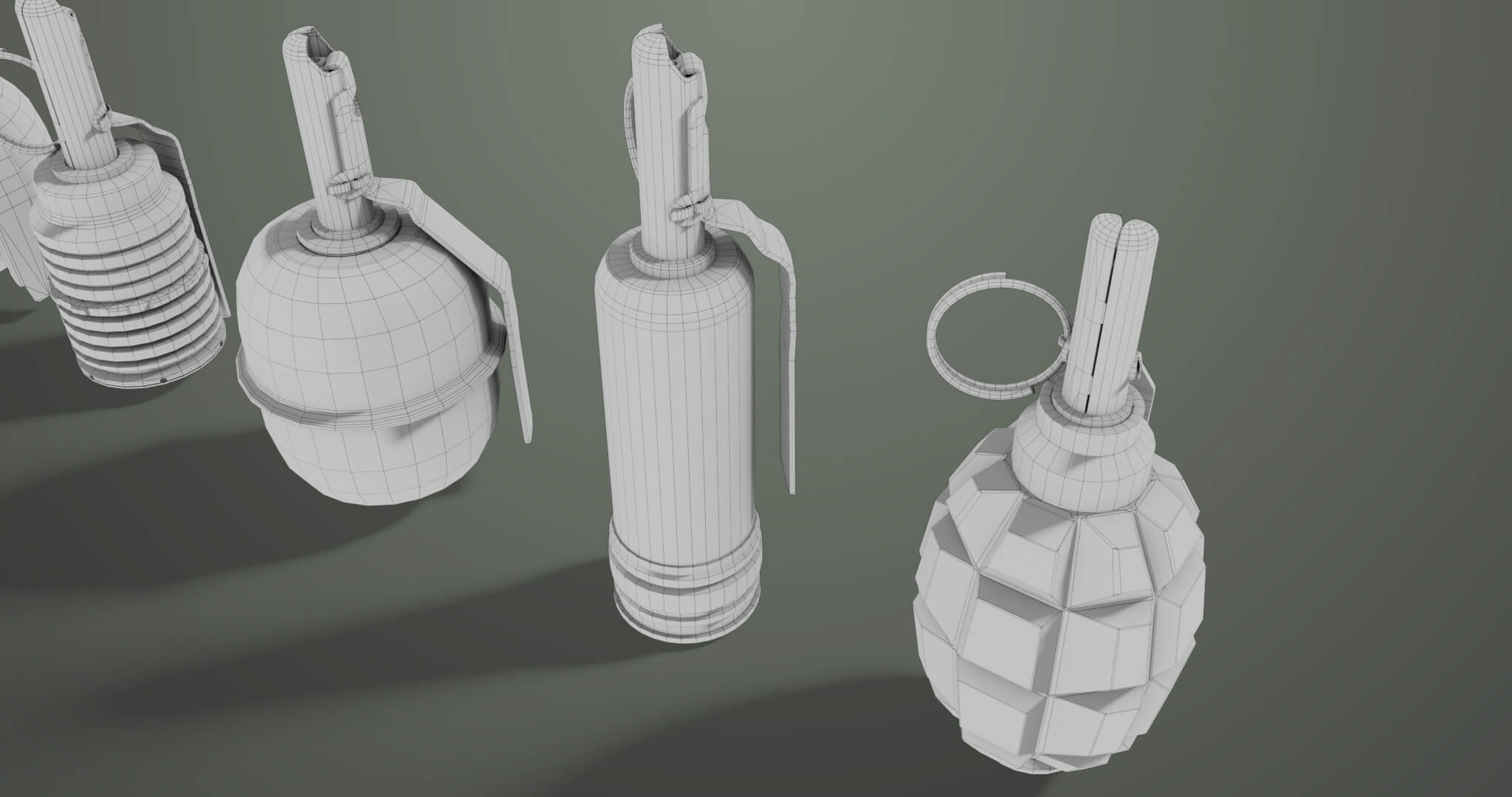 5 Fragmentation Grenades Single Mat All PBR Unity UE Texture - 3D Model by Eight Vertex