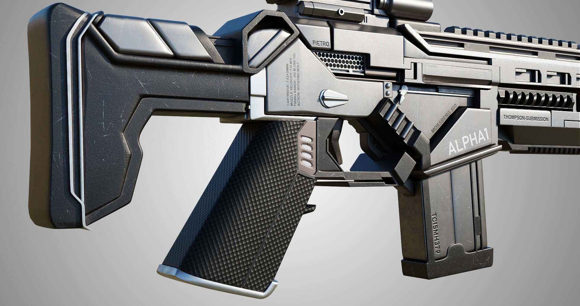 Assault Rifle Gun 01 All PBR Unity UE Textures Included - 3D Model by ...