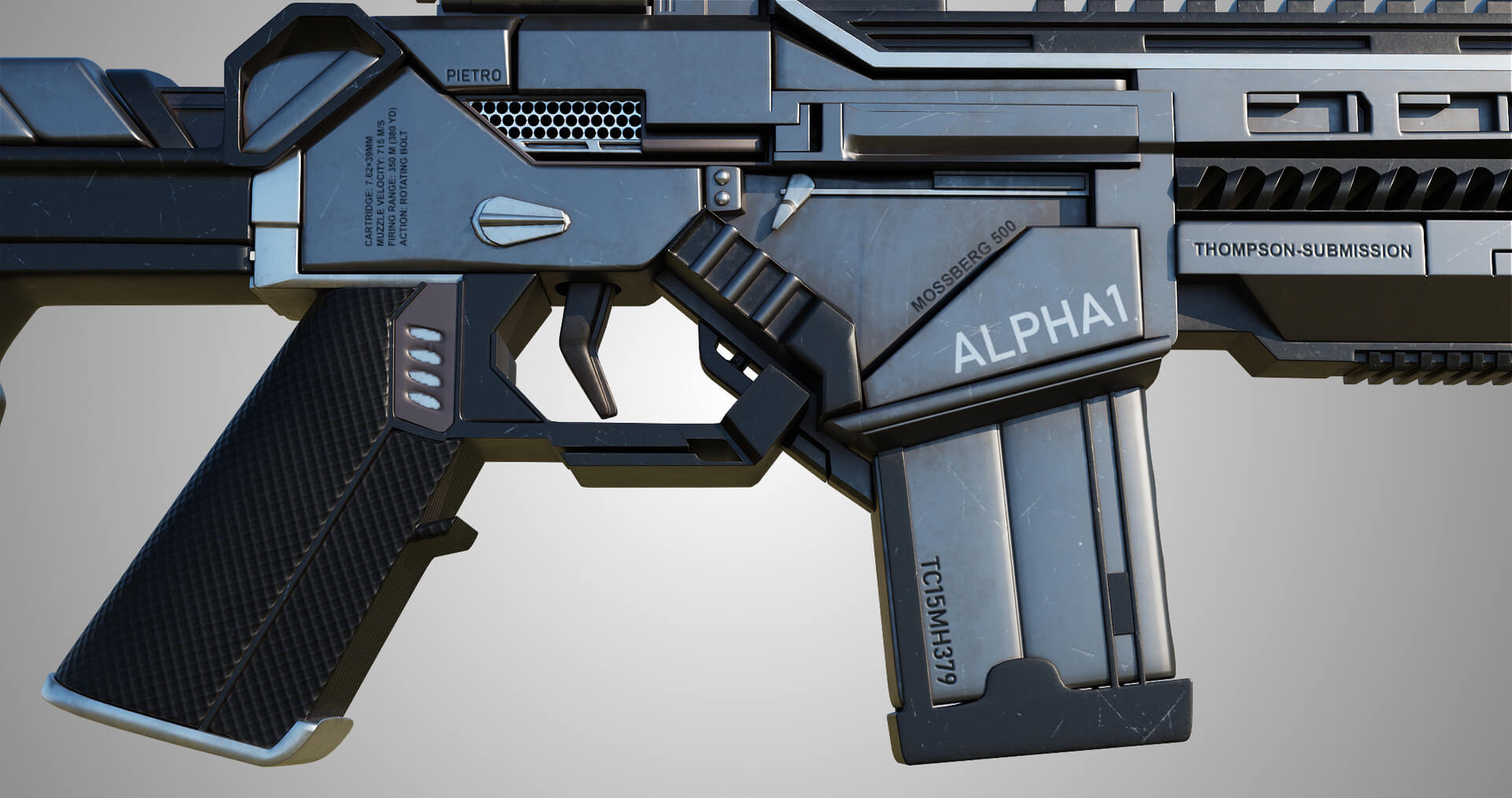 Assault Rifle Gun 01 All PBR Unity UE Textures Included - 3D Model by ...