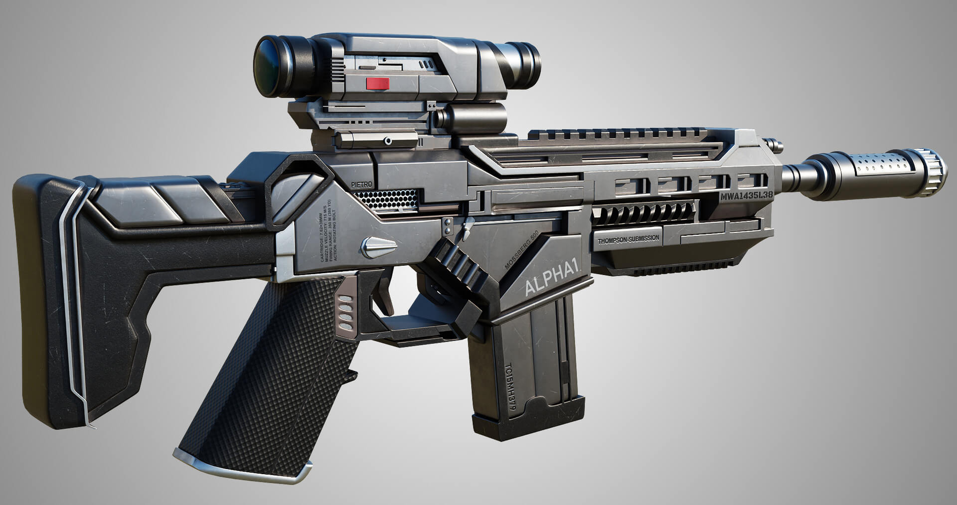 Assault Rifle Gun 01 All PBR Unity UE Textures Included - 3D Model by ...