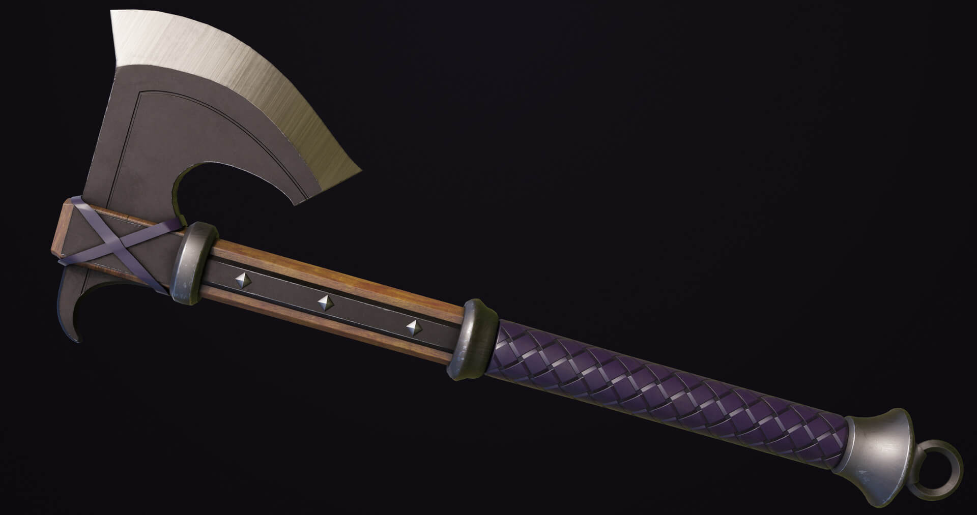Battle Axe 14 Violet Handle All PBR Unity UE Textures - 3D Model by ...