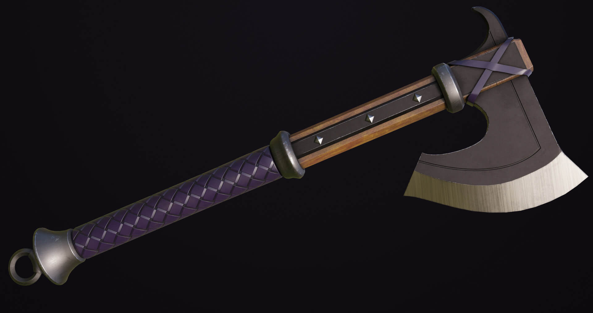 Battle Axe 14 Violet Handle All PBR Unity UE Textures - 3D Model by ...