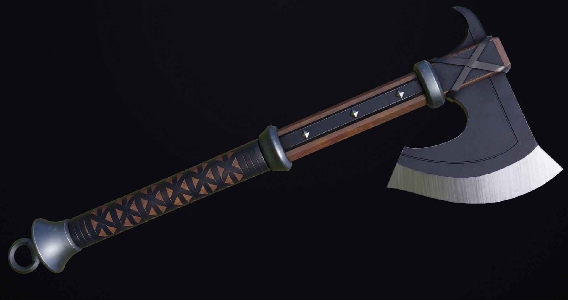 Battle Axe 14 Blue Handle All PBR Unity UE Textures Included - 3D Model ...