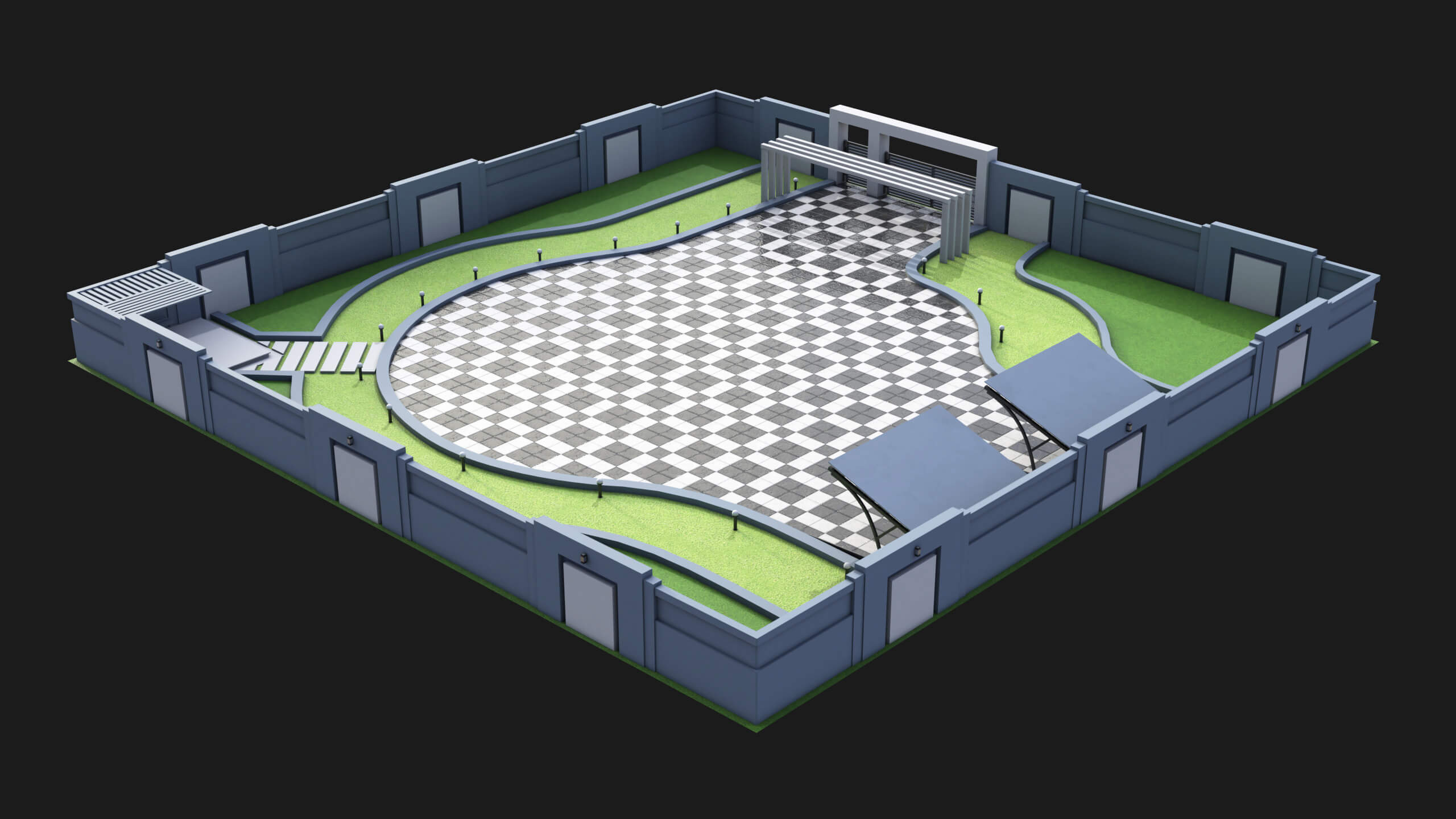 Compound Wall 02 All PBR Unity UE Textures - 3D Model by Eight Vertex