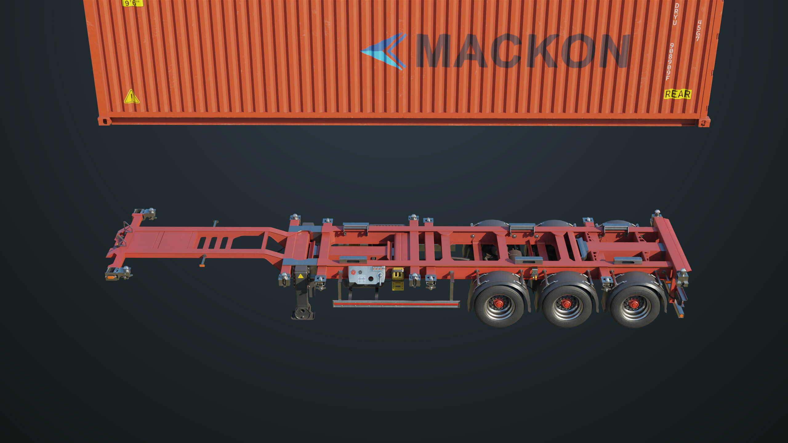 Container Carrier Trailer 02 All PBR Unity UE Textures - 3D Model by ...