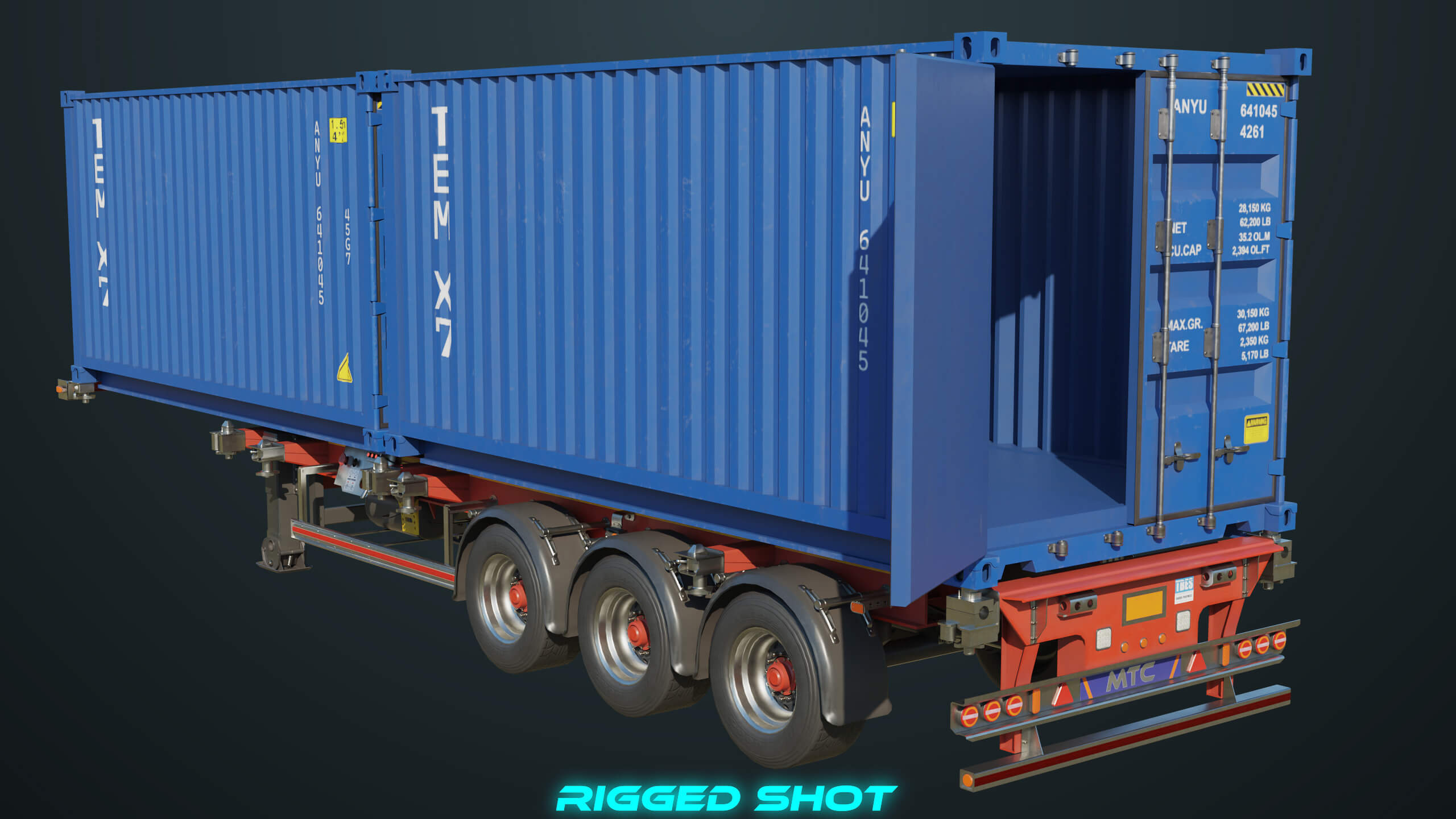 Container Carrier Trailer 02 All PBR Unity UE Textures - 3D Model by ...