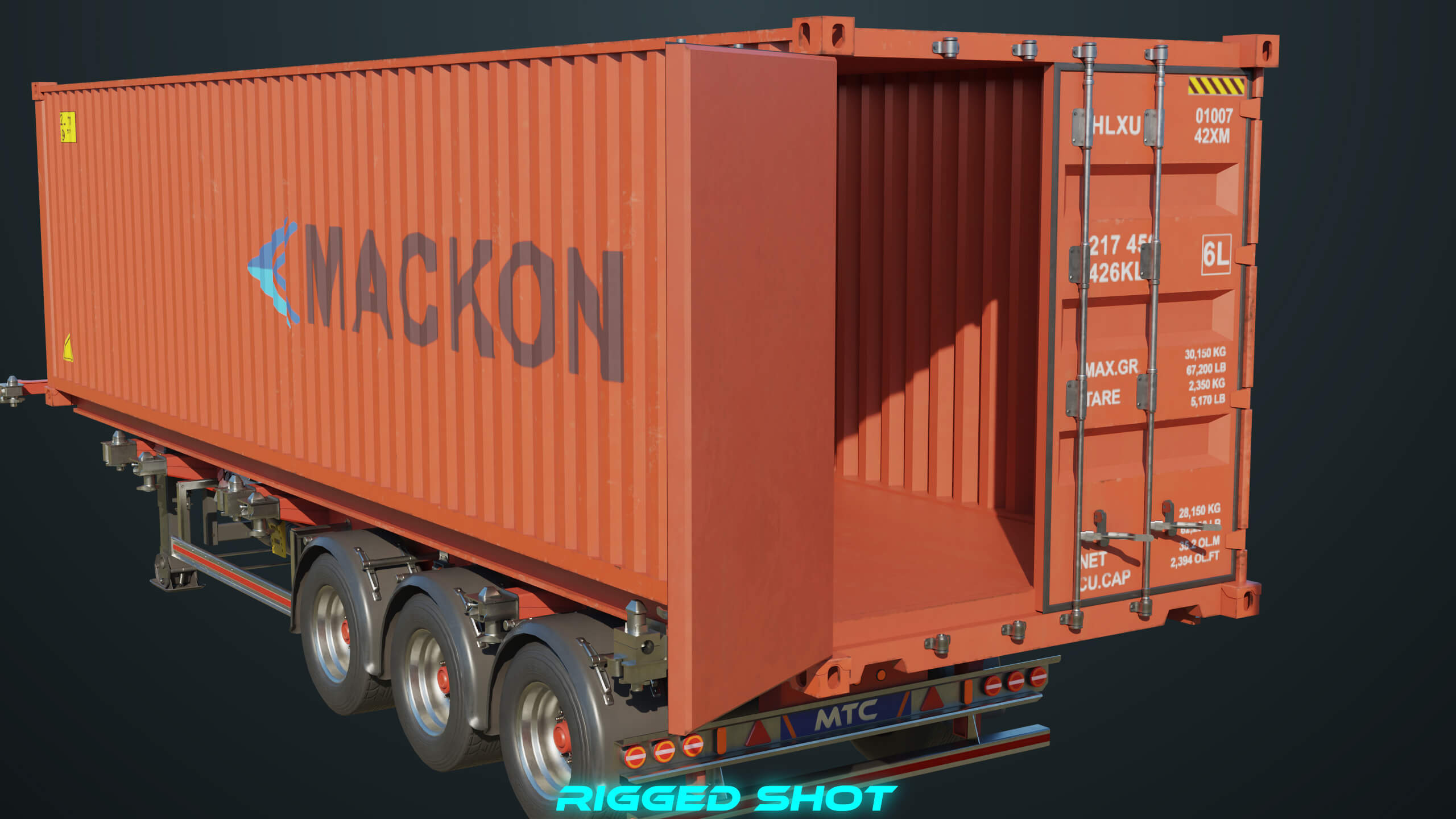 Container Carrier Trailer 02 All PBR Unity UE Textures - 3D Model by ...
