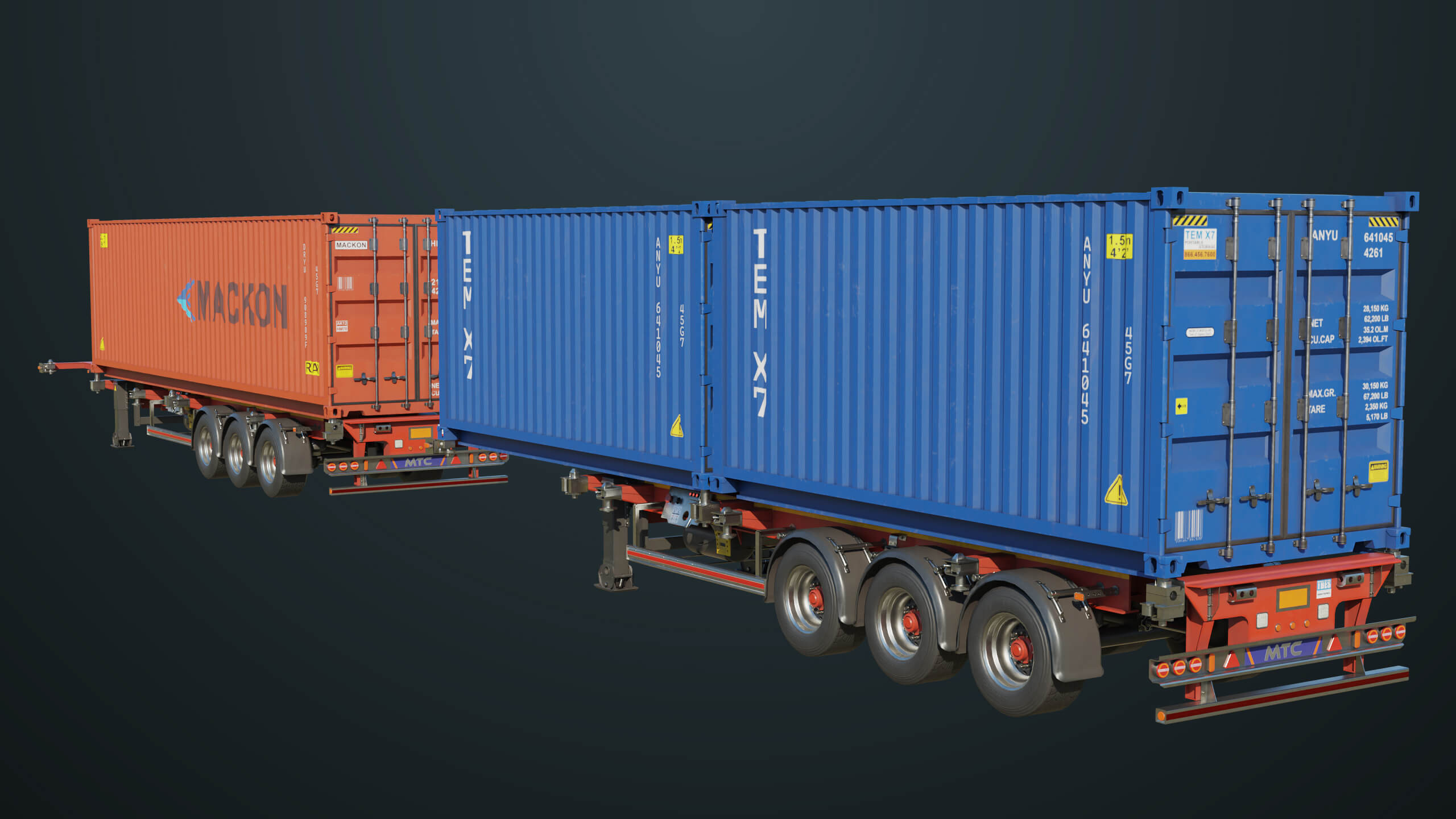 Container Carrier Trailer 02 All PBR Unity UE Textures - 3D Model by ...