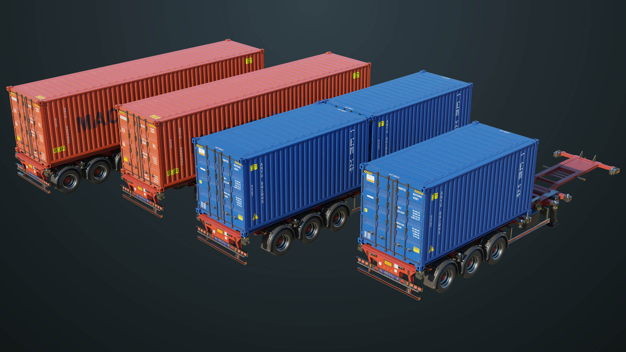 Container Carrier Trailer 02 All PBR Unity UE Textures - 3D Model by Eight Vertex