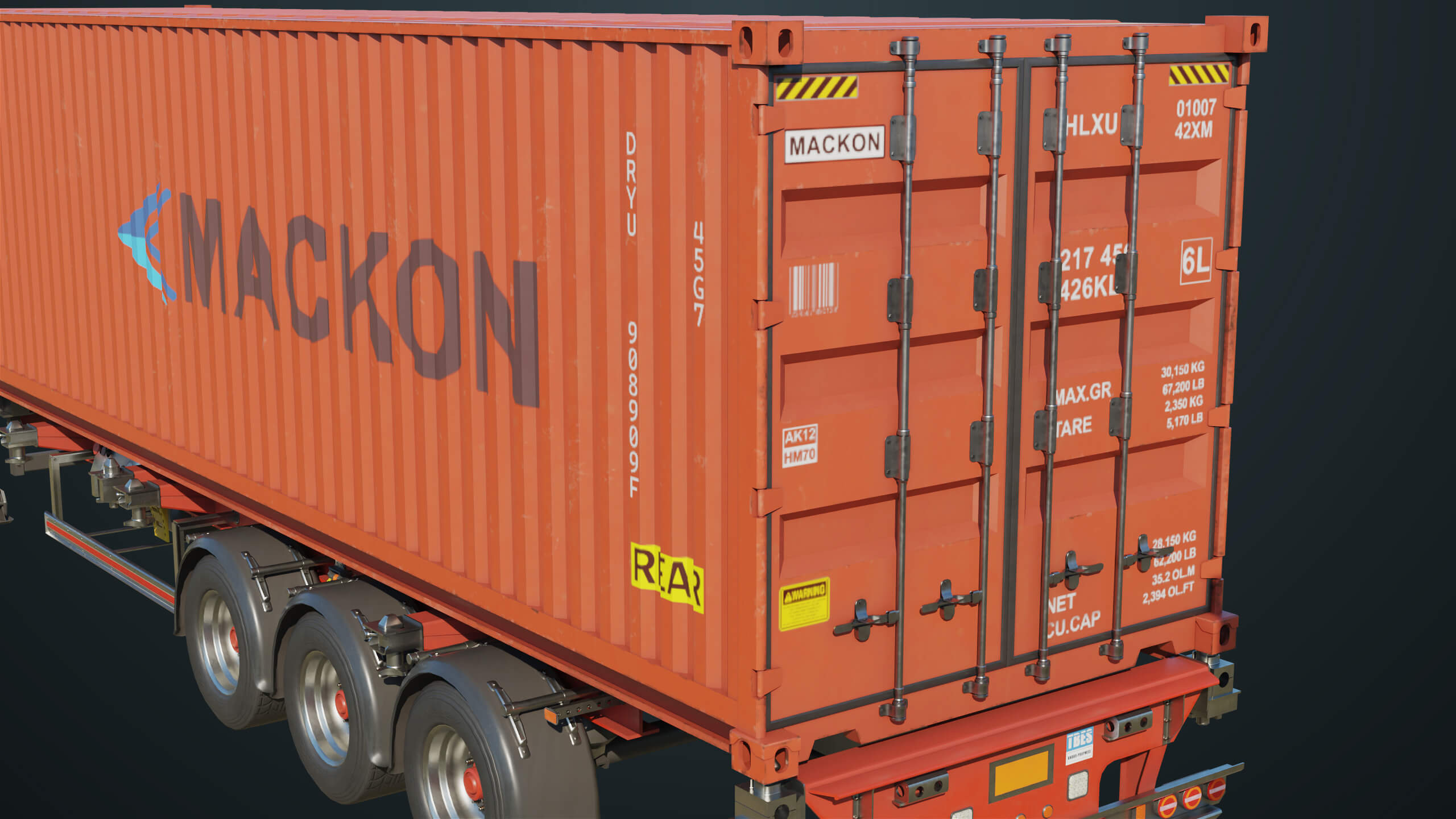 Container Carrier Trailer 02 All PBR Unity UE Textures - 3D Model by ...