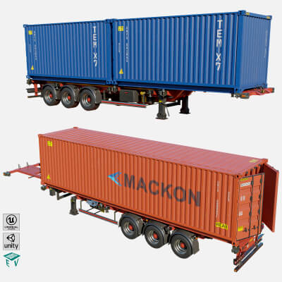 Container Carrier Trailer 02 All PBR Unity UE Textures - 3D Model by ...