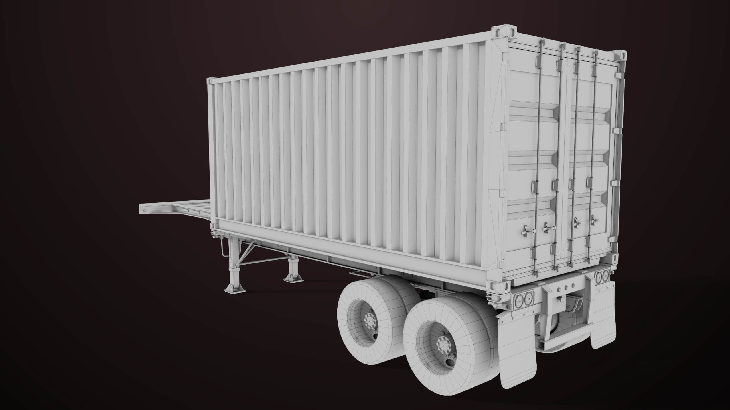 Container Carrier Trailer 03 for Heavy Truck PBR - 3D Model by Eight Vertex