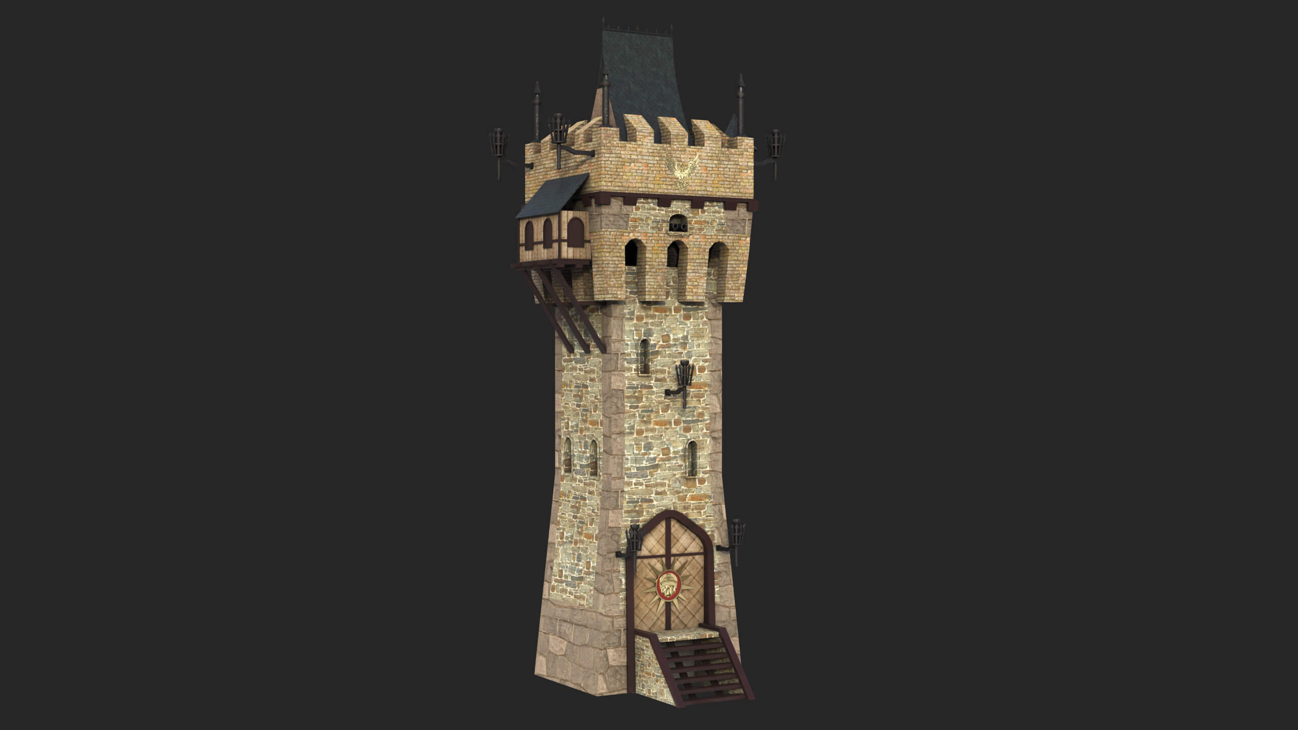 Castle Watch Tower 01 All PBR Unity UE Textures Included - 3D Model by ...