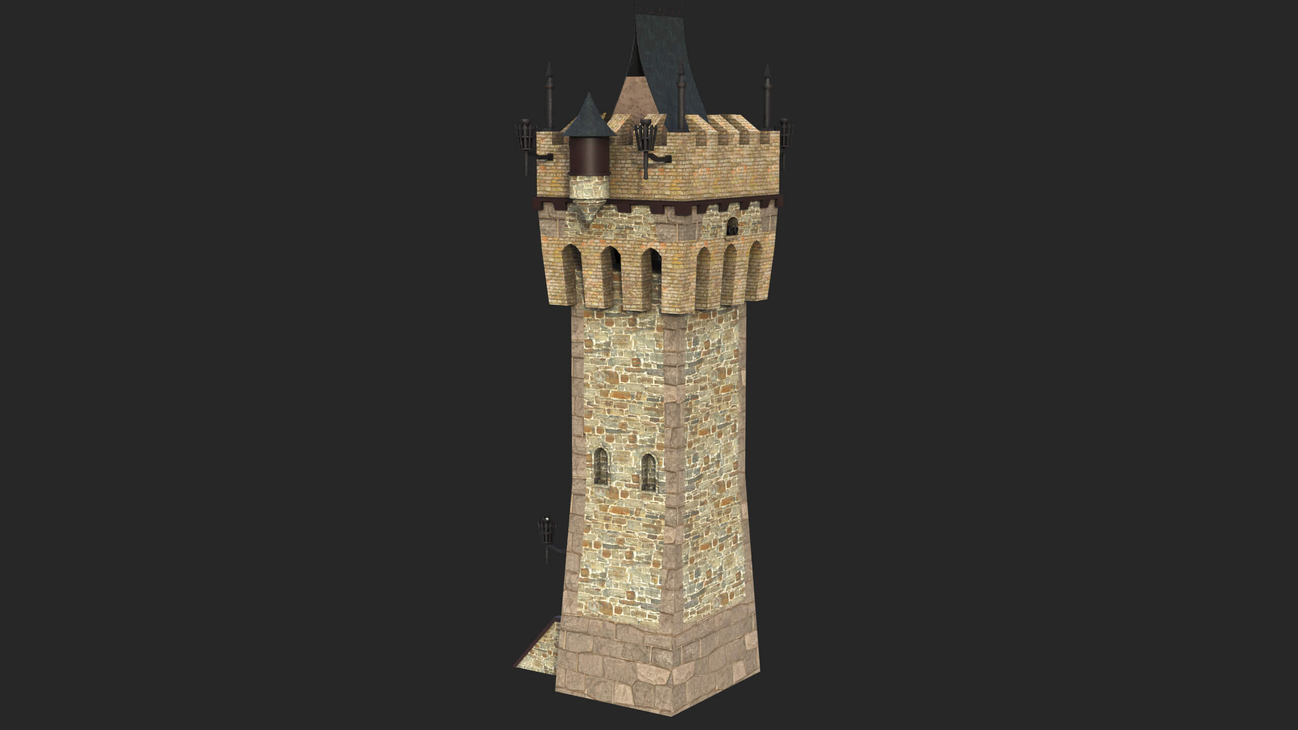 Castle Watch Tower 01 All PBR Unity UE Textures Included - 3D Model by ...